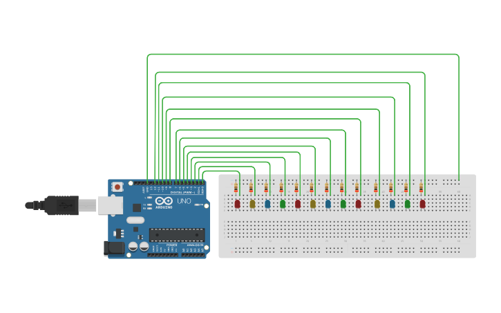 Circuit design DANCING LIGHTS - Tinkercad