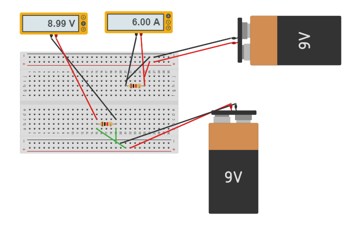 Circuit design Medición voltaje corriente - Tinkercad
