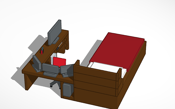 3d Design Bedroom Gaming Setup Idea Tinkercad