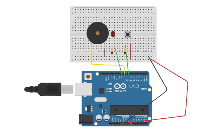 Circuit design Push Button - Tinkercad