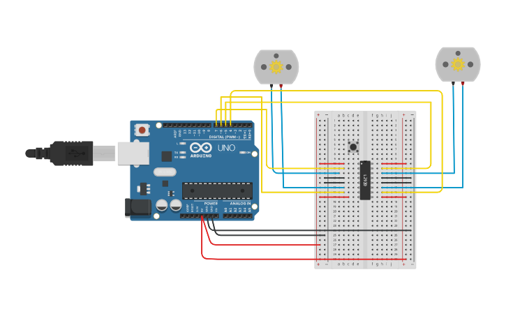 Circuit design TWO MOTOR ROBOT CAR - Tinkercad