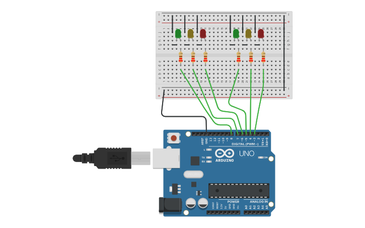Circuit design SEMAFORO ARDUINO - Tinkercad
