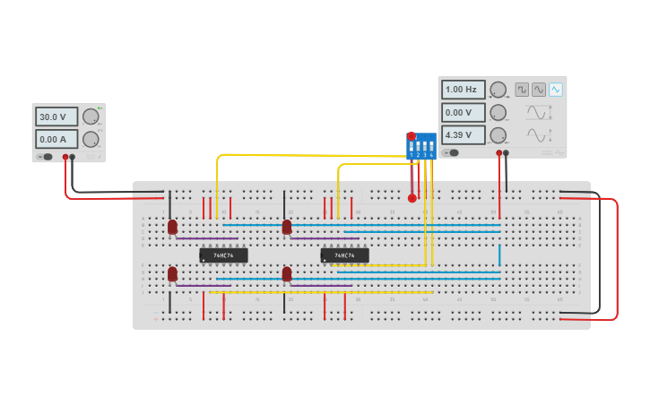 Circuit design Flip Flops - Tinkercad