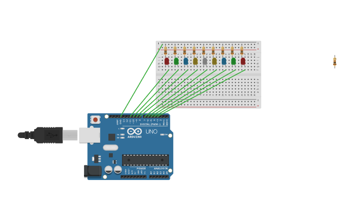Circuit design abrigo-dancing lights - Tinkercad
