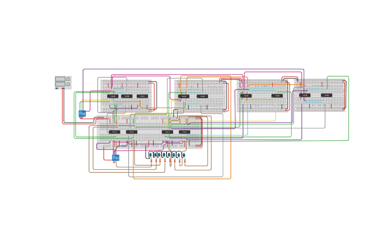 Circuit design Final 8-bit Bidirectional Shift register | Tinkercad