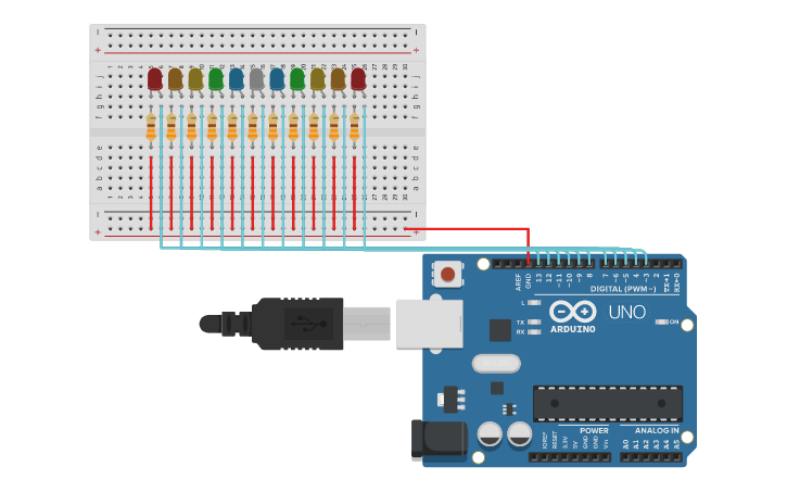 Circuit design LED blinking simulation - Tinkercad