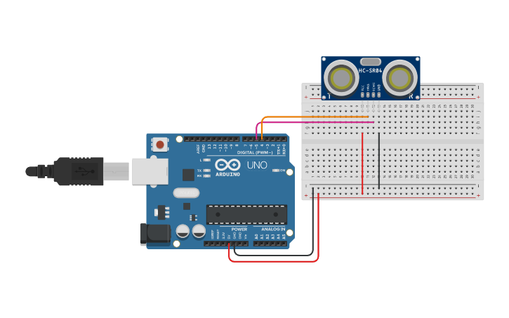Circuit design SENSOR HC-SR04 | Tinkercad