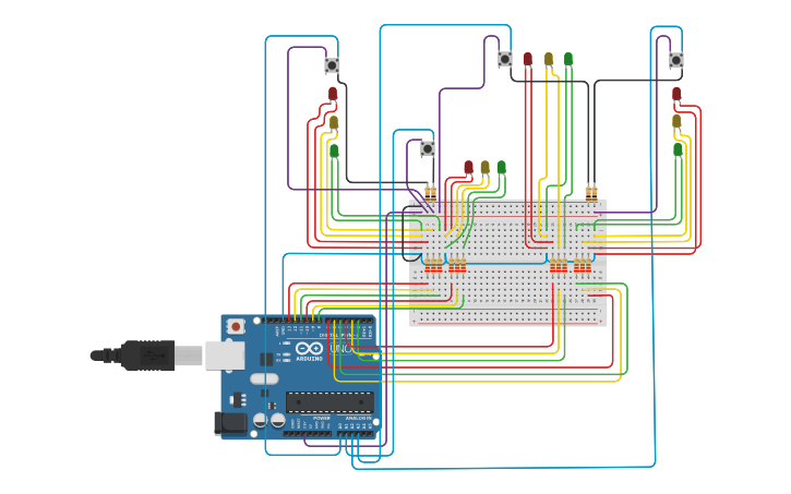 Circuit Design Rangkaian Arduino Lampu Lalu Lintas Tinkercad Eroppa