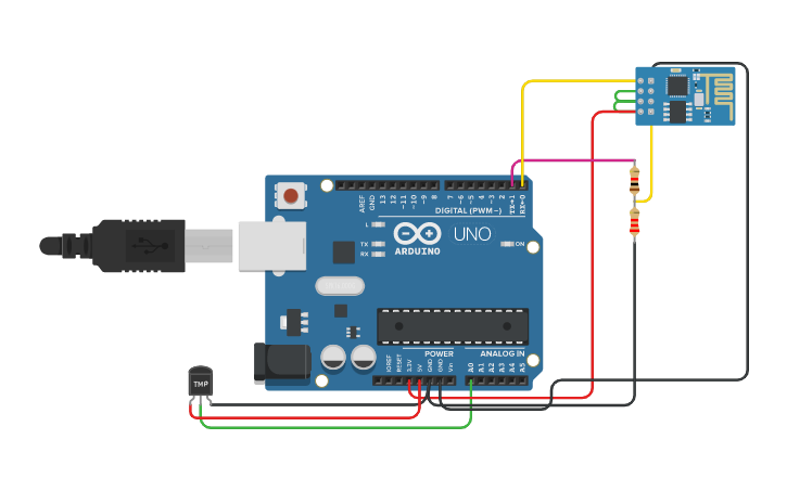 Circuit Design Room Temperature Monitoring Tinkercad