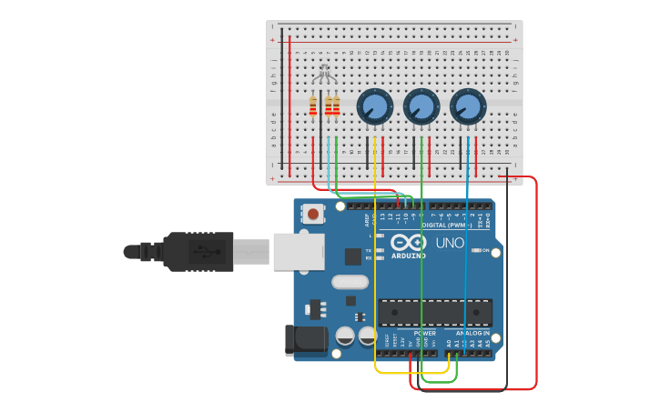Circuit design RGB_Led | Tinkercad