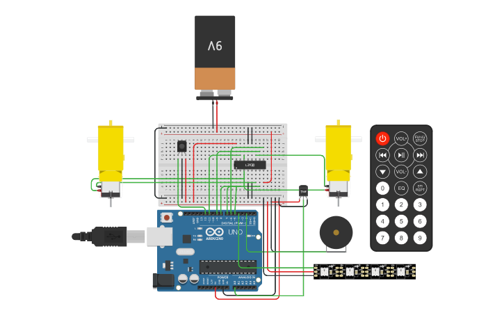 Circuit design Fire Bot | Tinkercad