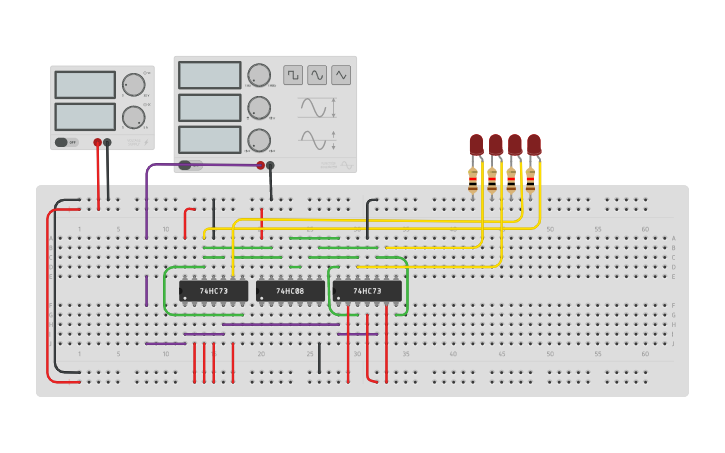 Circuit Design 4 Bit Synchronous Tinkercad