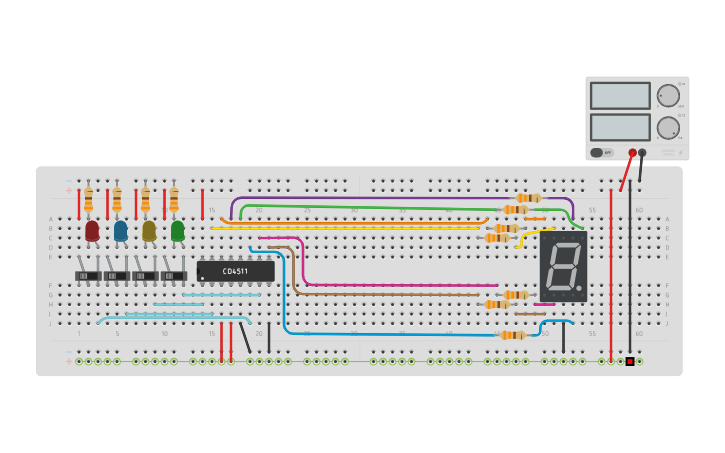 Circuit design Seven Segment Display - Tinkercad