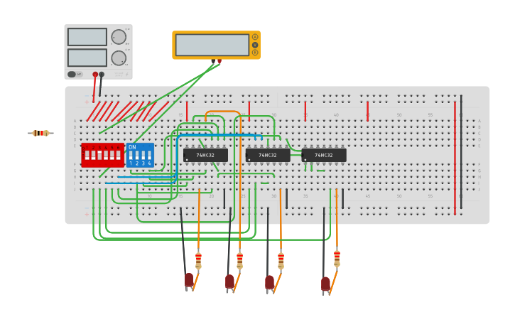 Circuit design Conversor DECIMAL TO BCD - Tinkercad