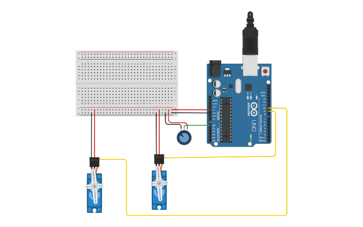 Circuit design 2 Servo Motor direction controlled circuit | Tinkercad Circuit design 2 Servo Motor direction controlled circuit | Tinkercad