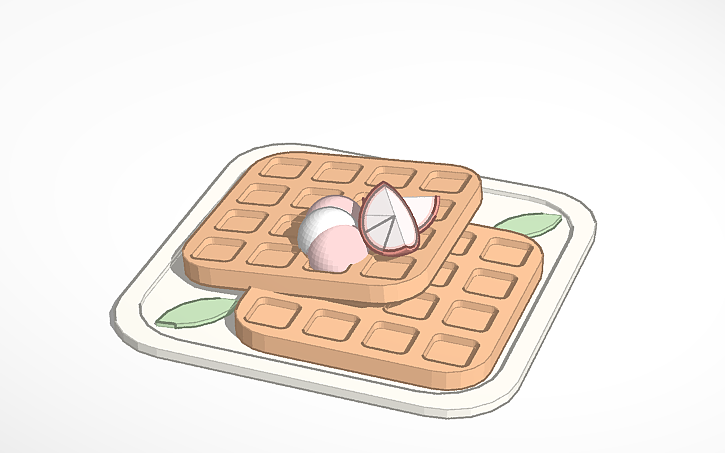 3D design ~Strawberry Waffles~ - Tinkercad