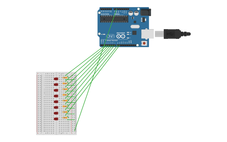 Circuit design Le chenillard - Arduino 2 - Tinkercad