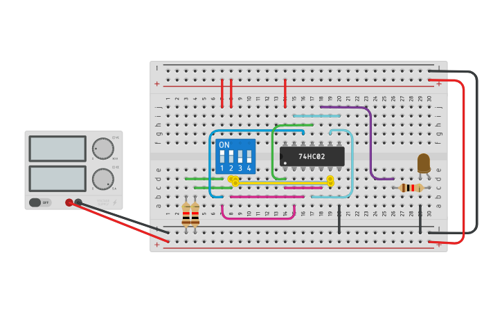 Circuit design x or gate using nor gate | Tinkercad