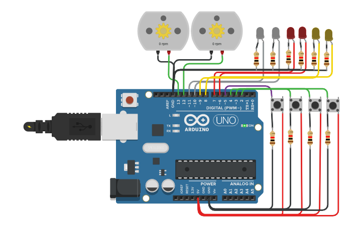 Circuit design ROBOT CAR - Tinkercad