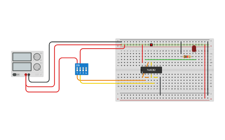 Circuit design AND gate using NOR gate 7402 - Tinkercad