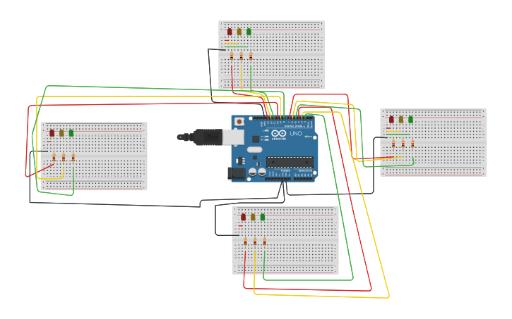 Circuit design traffic controller - Tinkercad