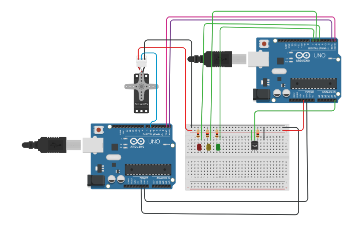 Circuit Design Serial Communication Of 2 Arduino Led And Servo Mid 4749