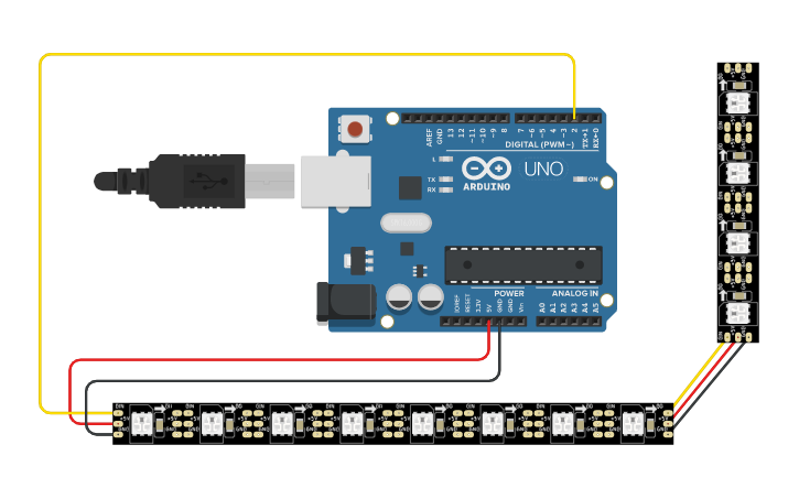 Circuit design neo pixel - Tinkercad