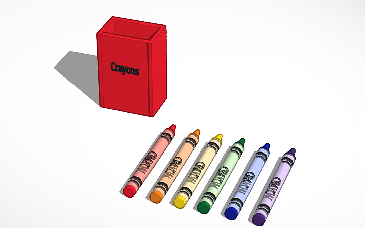 3D design Crayon Box and Crayons - Tinkercad