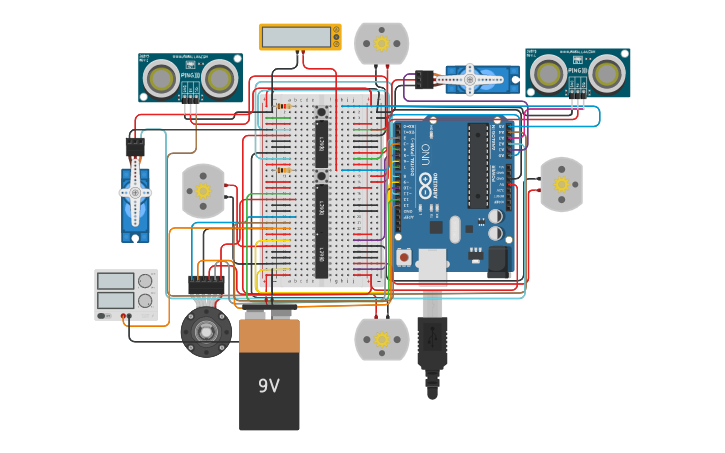 Circuit design Team 17 Mechatronics Complete Simulation - Tinkercad