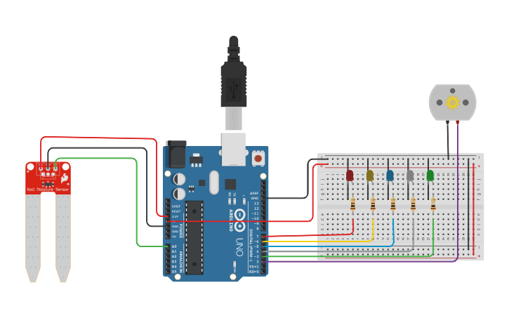 Circuit design Soil Moisture Sesnor - Tinkercad