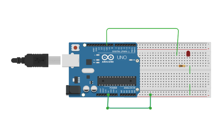 Circuit design Arduino 1 Led - Tinkercad