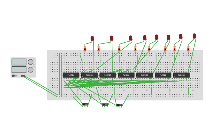 Circuit design 3:8 decoder - Tinkercad