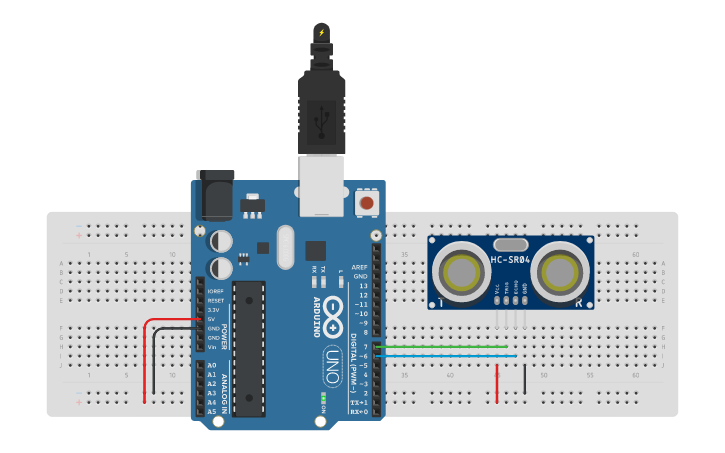Circuit design Ultrasonic Sensor | Tinkercad