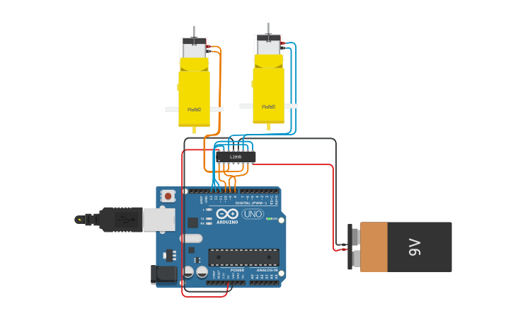 Circuit design Motors - Tinkercad