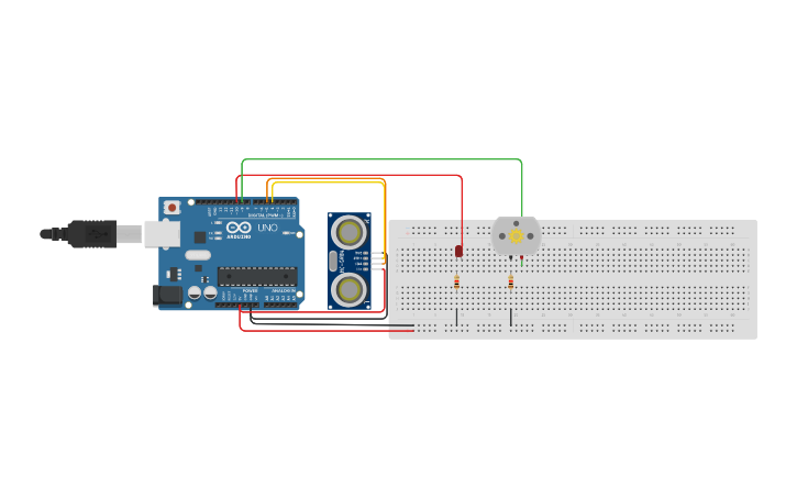Circuit design Sensor de Ultrasonido - Tinkercad