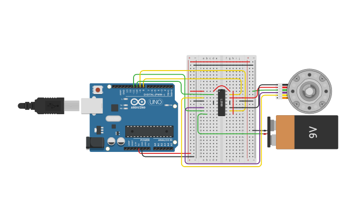 Circuit design stepMotor - Tinkercad