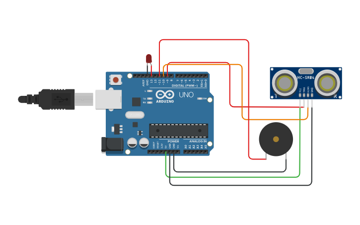Circuit design Smart Blind Stick - Tinkercad