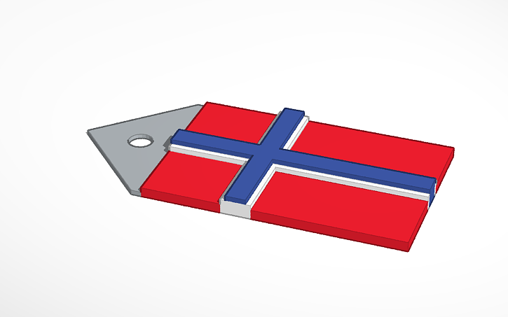3D design Norway Flag Key Chain - Tinkercad