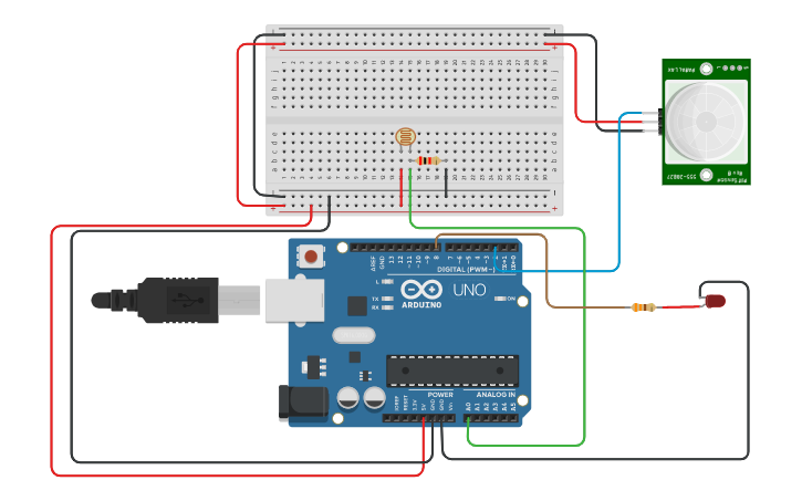 Circuit design Automatic Room Lightning - Tinkercad