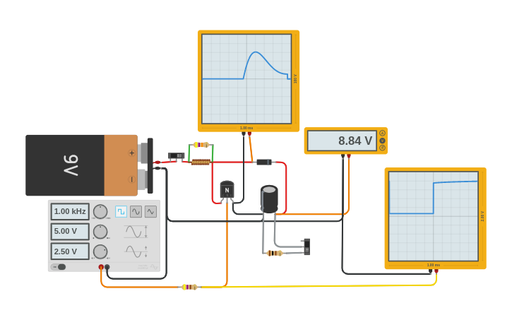 Circuit design CC-CC boost converter first approach - Tinkercad