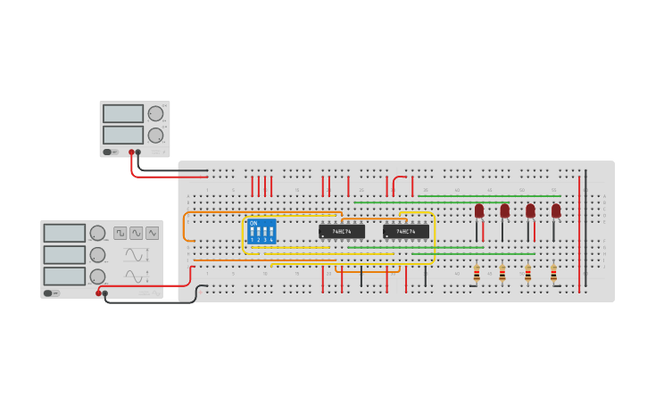 Circuit design Parallel In Parallel Out - Tinkercad