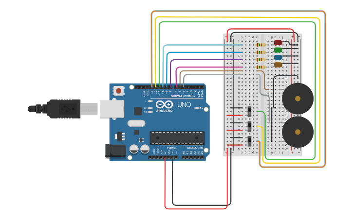 Circuit design First project in Arduiono | Tinkercad
