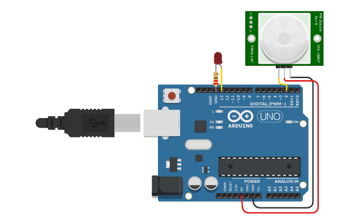 Circuit design PIR Motion Sensor - Tinkercad
