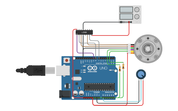 Circuit design Speed Motor PID control - Tinkercad