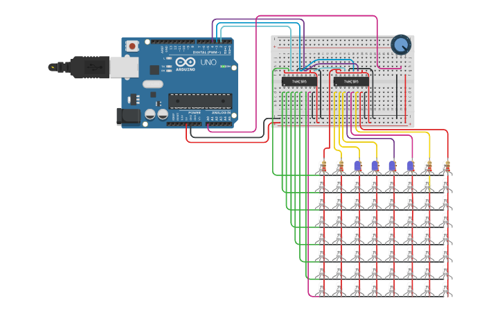 Circuit design Copy of 8x8 LED Matrix for all dimensions . - Tinkercad Circuit design Copy of 8x8 LED Matrix for all dimensions . - Tinkercad
