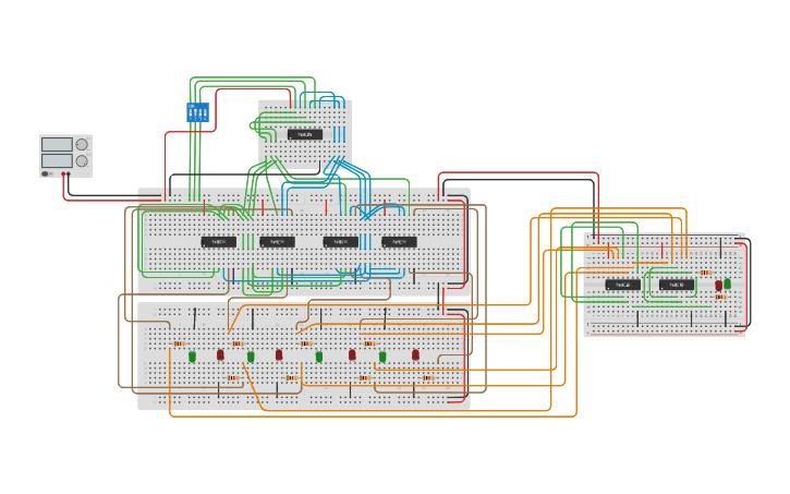 Circuit design 3-8 decoder - Tinkercad Circuit design 3-8 decoder - Tinkercad