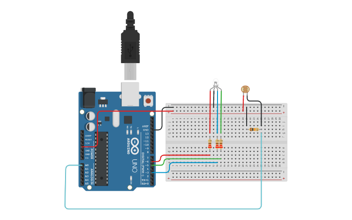 Circuit Design Photoresistor With Rgb Led Tinkercad