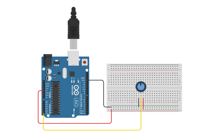 Circuit design ARDUINO Y POTENCIOMETRO - Tinkercad