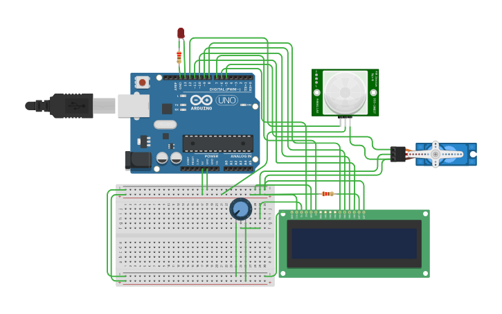 Circuit design Automated Door System - Tinkercad