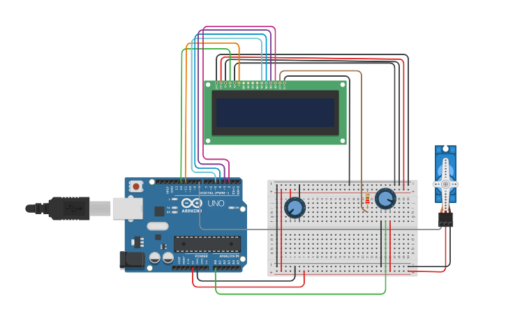Circuit design Circuito con Servomotor - Tinkercad Circuit design Circuito con Servomotor - Tinkercad